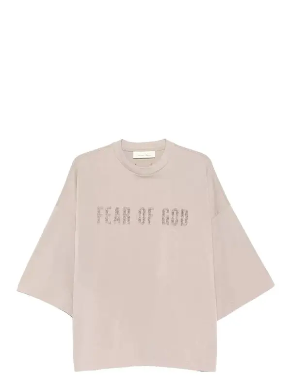 Fear Of God Logo-print Drop-shoulder T-shirt - Neutrals