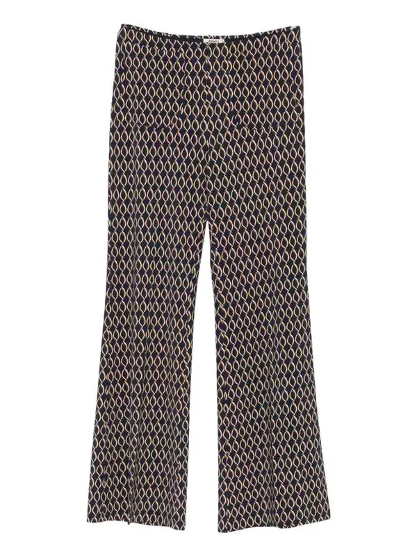 SIYU Geometric Print Flared Trousers - Blue