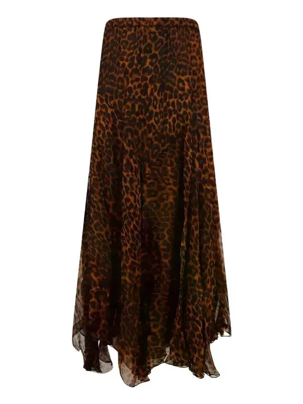 MES DEMOISELLES Leopard Print Tiered Maxi Skirt - Brown