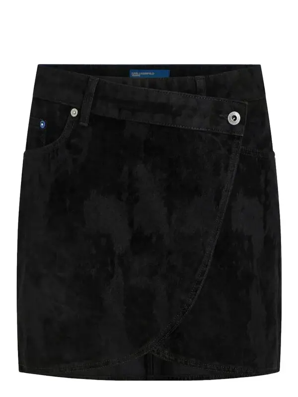 Karl Lagerfeld Velvet Denim Mini Skirt - Black