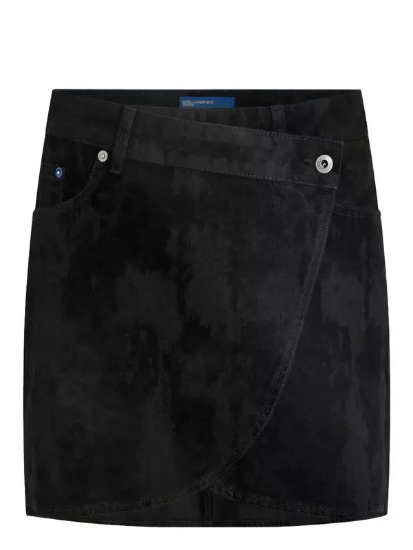 Karl Lagerfeld Velvet Denim Mini Skirt - Black
