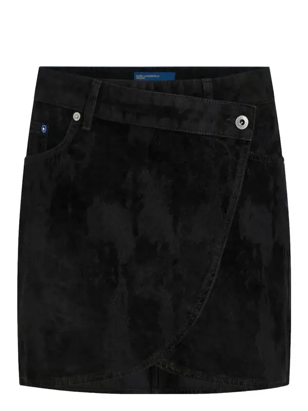 Karl Lagerfeld Velvet Denim Mini Skirt - Black