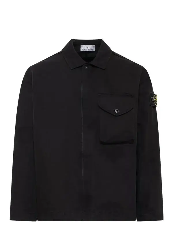 Stone Island 1200001 Dense Cotton Twill Shirt - Black