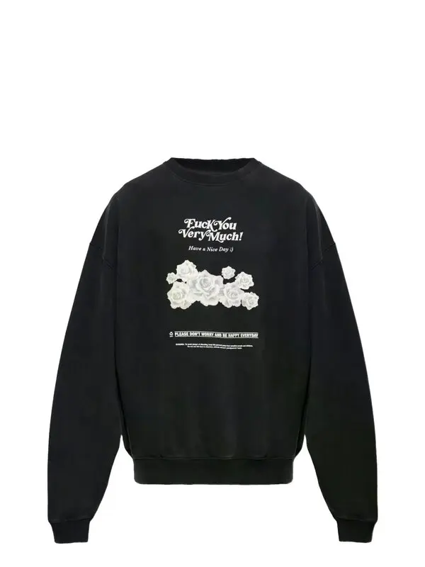 Vetements Graphic Print Cotton Sweatshirt - Black