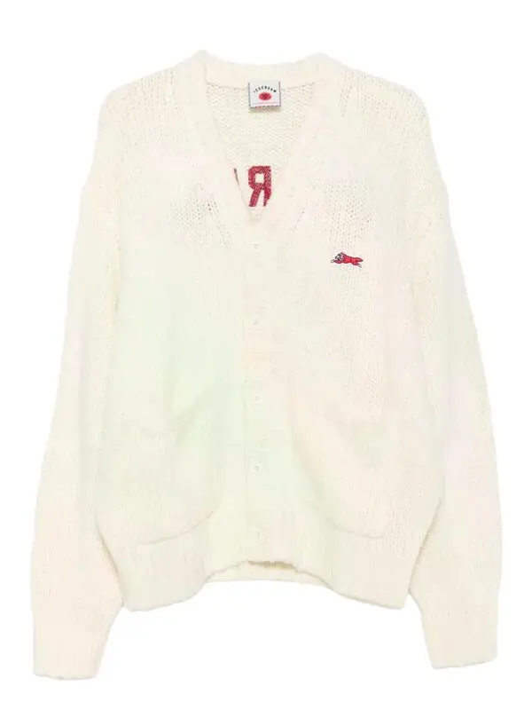 ICECREAM Logo Embroidered V-neck Cardigan - Neutrals