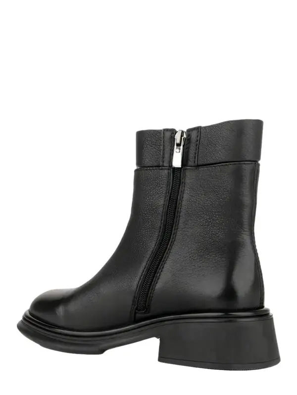 LINDA BAUMANN Buckle Detail Leather Boots - Black
