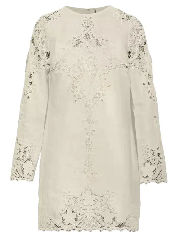 Ulla Johnson Camie Lace-panelled Mini Dress - Neutrals
