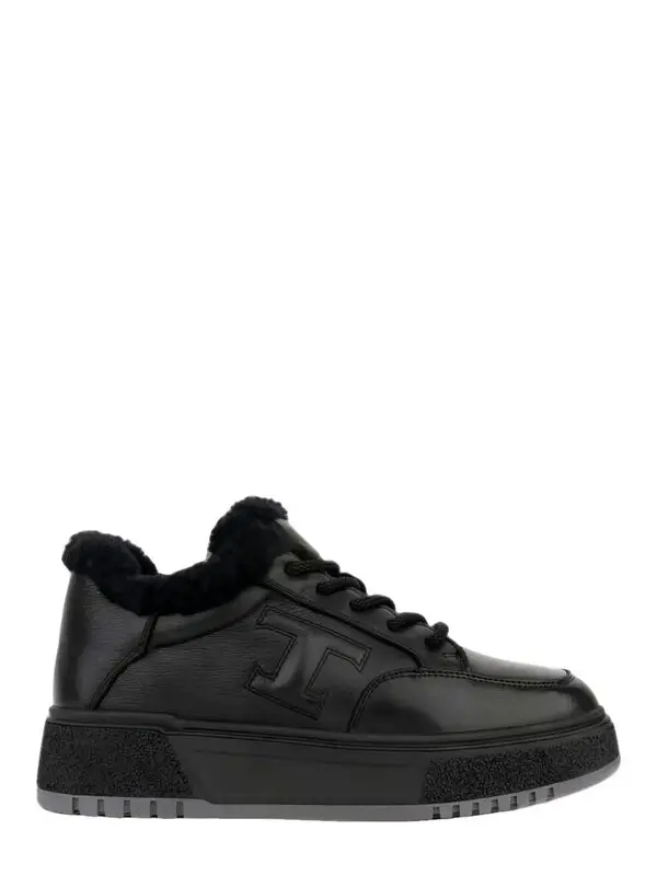 LINDA BAUMANN Shearling-trim Platform Sneakers - Black