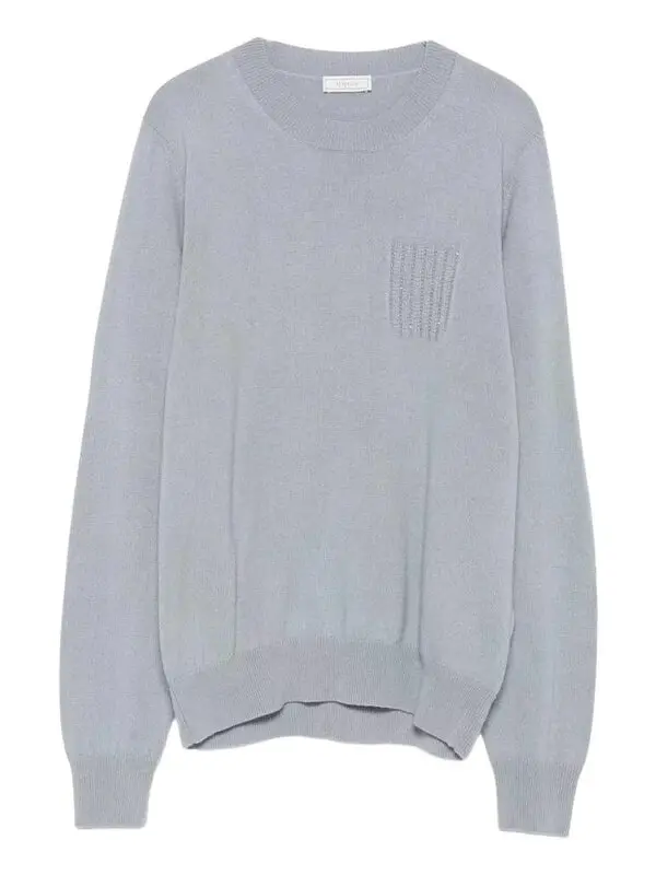Peserico Crew Neck Embellished Sweater - Blue