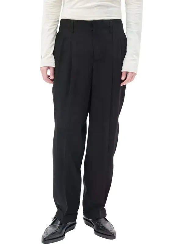 ANN DEMEULEMEESTER Agdar Pleated Tapered Trousers - Black