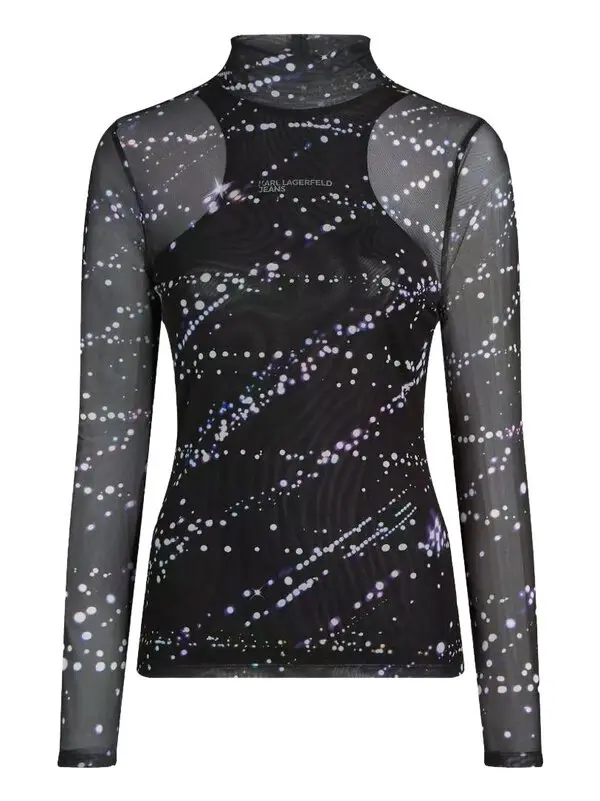Karl Lagerfeld Mesh All-over-print Top - Black