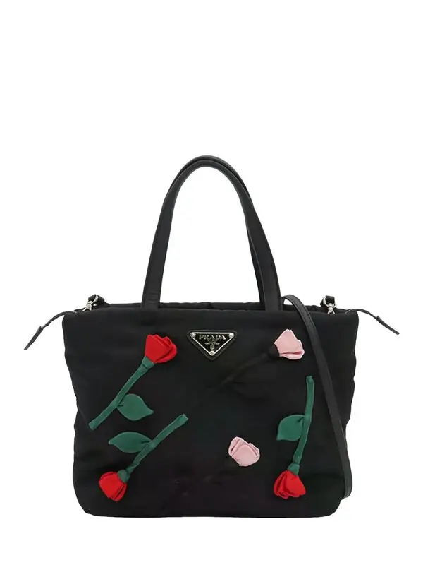 Prada 2013-2026 Tessuto Roses Satchel - Black