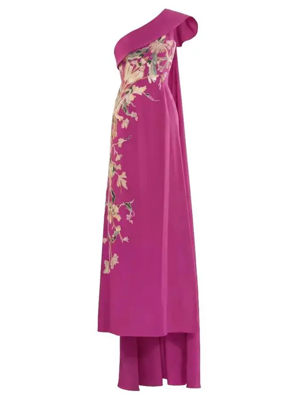SAIID KOBEISY One-shoulder Embroidered Evening Dress - Pink