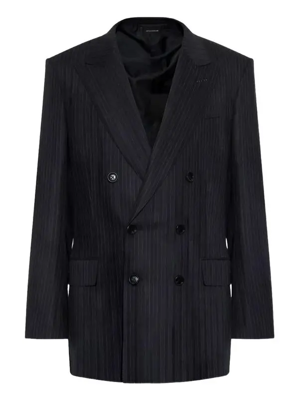 TOM FORD Double-breasted Pinstripe Blazer - Blue