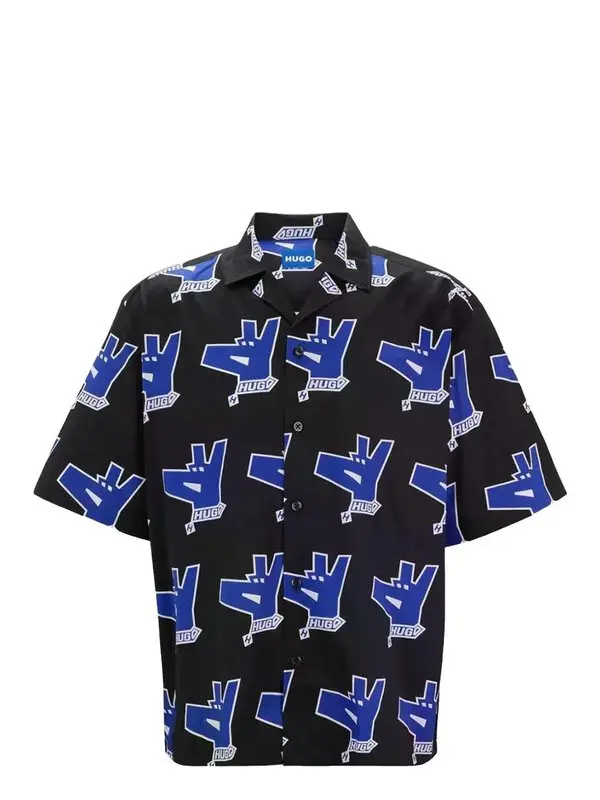 Hugo Graphic-print Short-sleeved Shirt - Black