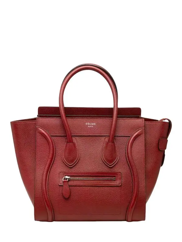 Celine 2016 Micro Drummed Calfskin Luggage Tote Bag - Red