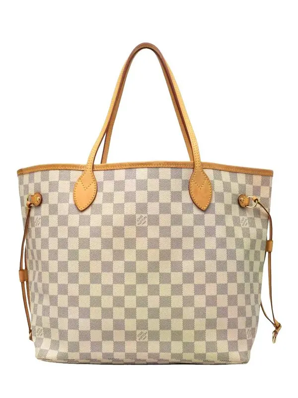 LOUIS VUITTON Damier Azur Neverfull Mm Tote Bag - White