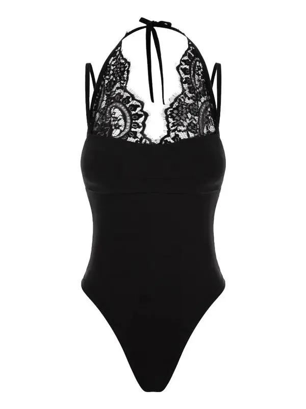 HAMZA Karol Lace-trim Bodysuit - Black