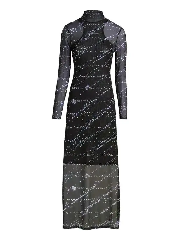 Karl Lagerfeld All-over Print Mesh Maxi Dress - Black