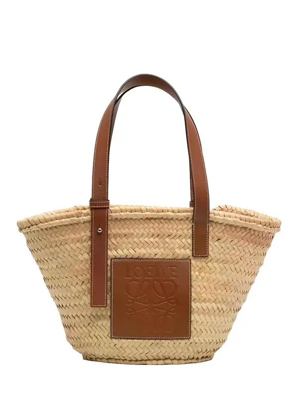 Loewe 2022 Small Raffia Anagram Basket Tote Bag - Neutrals
