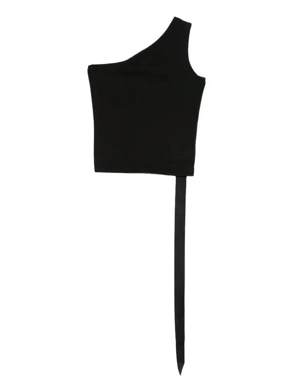 Rick Owens Ziggy Top One Shoulder Ribbed Knit - Black