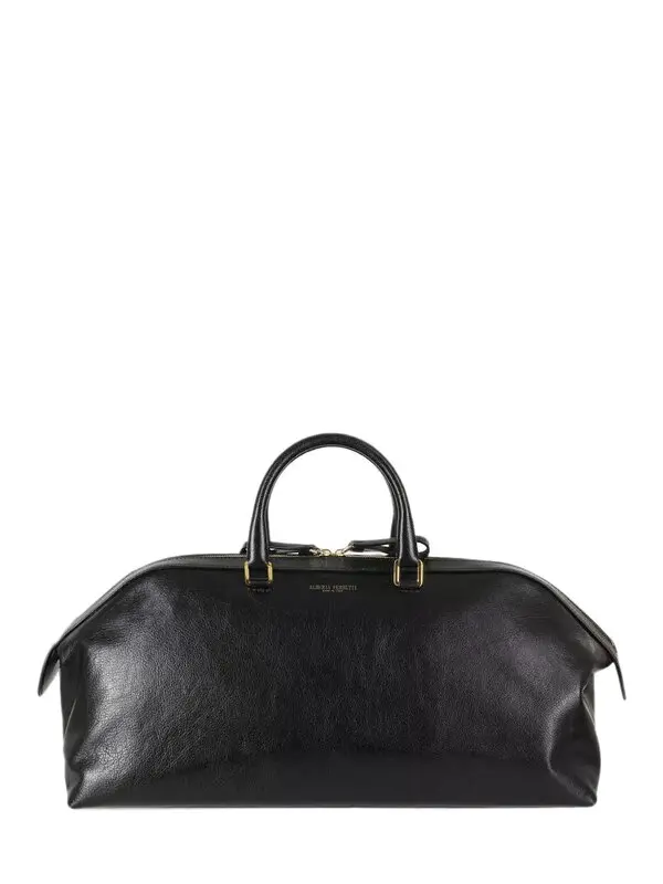 Alberta Ferretti Leather Tote Bag With Logo Print - Black