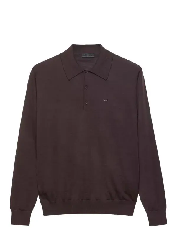 Prada Long-sleeved Superfine Wool Polo Sweater - Brown