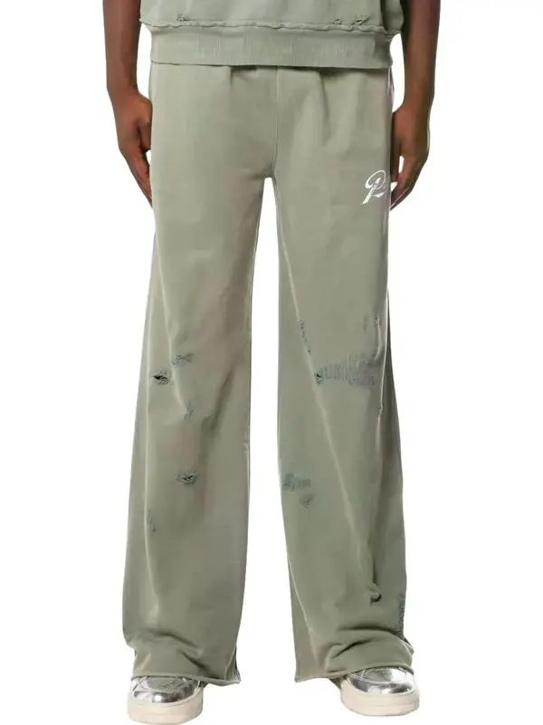 PURPLE BRAND Slugger Distressed Logo-print Track Pants - Green