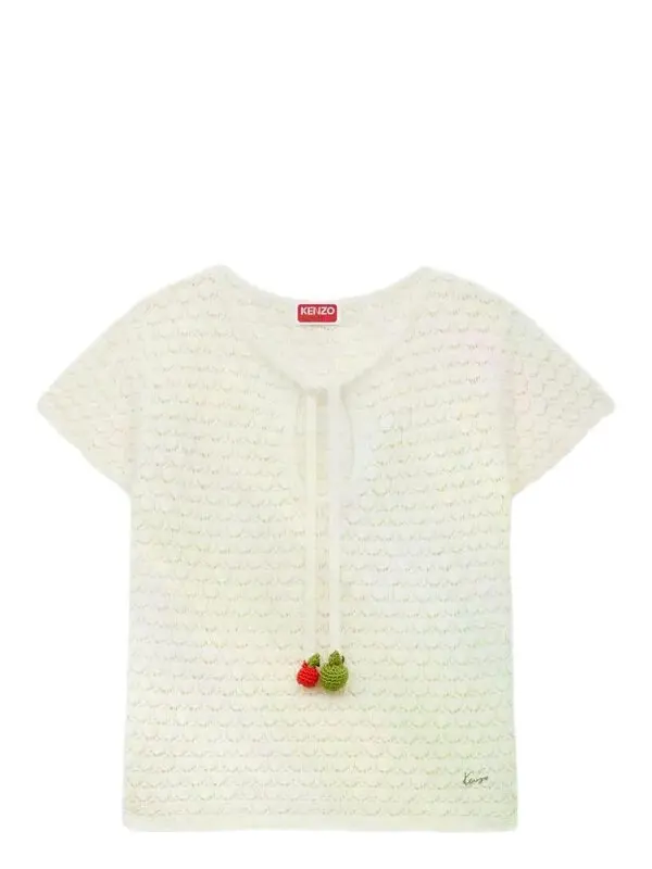 Kenzo Appel Pop Crochet T-shirt With Fruit Pendants - Neutrals