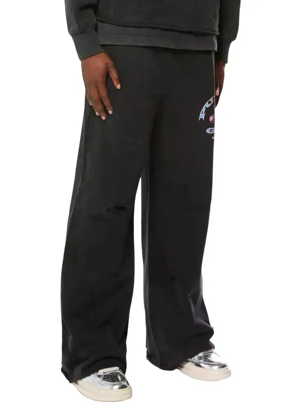 PURPLE BRAND Distressed Graphic-print Track Pants - Black