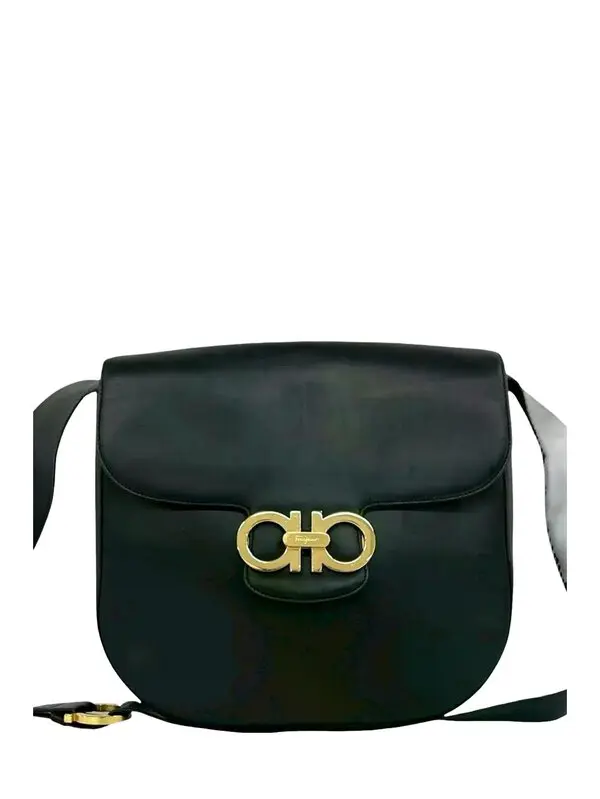 FERRAGAMO Gancini Flap Crossbody Bag - Black