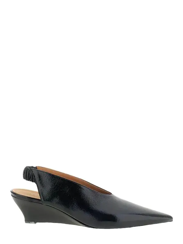 ODISSI Pointed-toe Slingback Wedge Pumps - Black