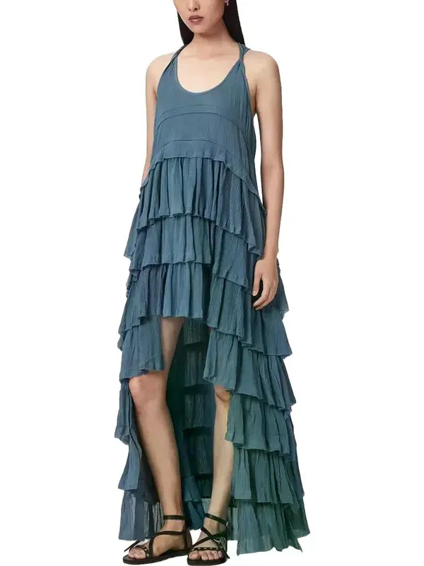 ALLSAINTS Maxi Ruffled Tiered-skirt Dress - Blue