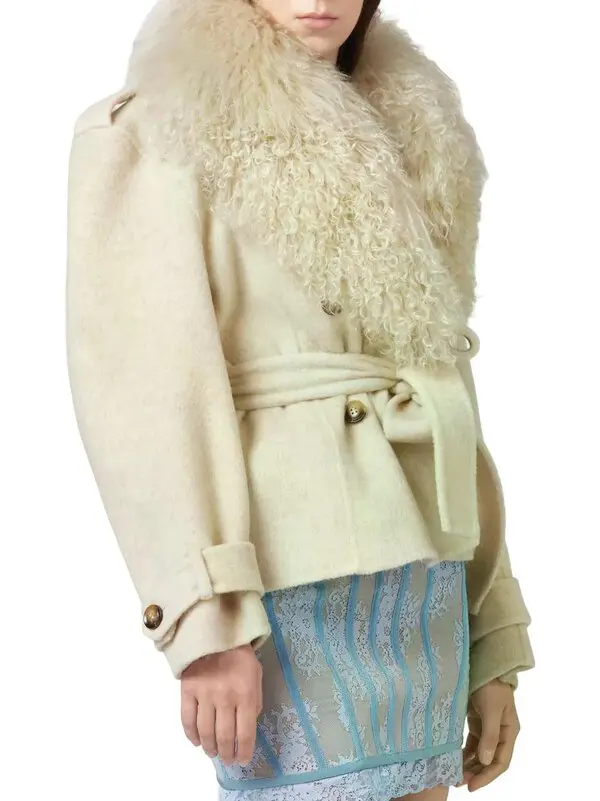 Giuseppe Di Morabito Shearling-collar Belted Coat - Neutrals