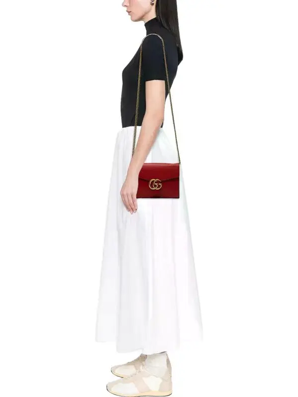 Gucci 2000-2015 Gg Marmont Calfskin Wallet On Chain Crossbody Bag - Red