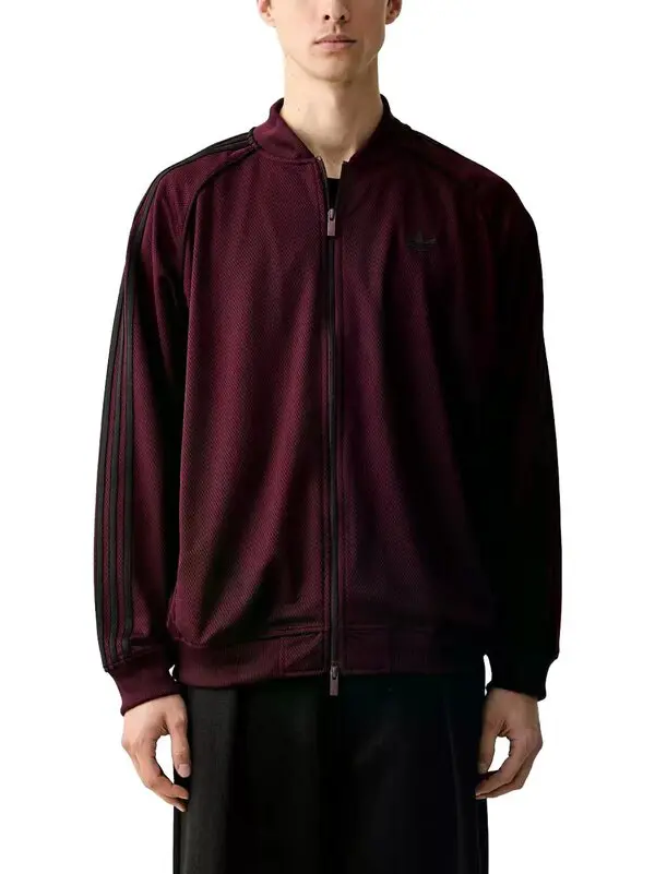 Adidas Side-stripe Zip-up Sweater - Red