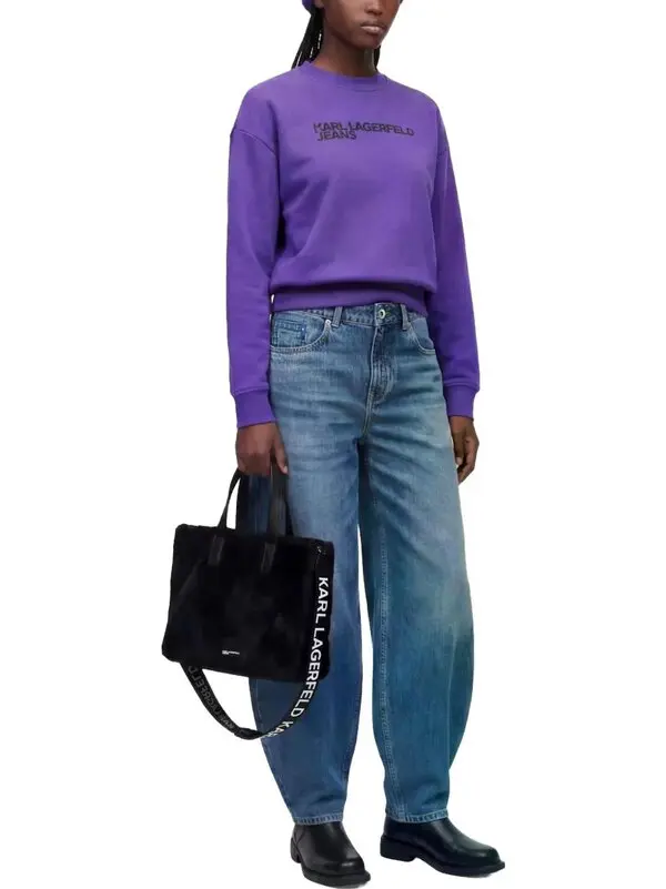 Karl Lagerfeld Logo Print Crewneck Sweatshirt - Purple