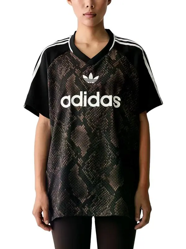 Adidas Snake-print Logo-print T-shirt - Brown