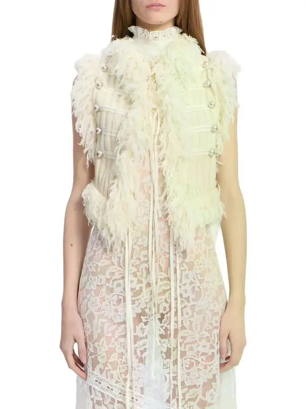 ANN DEMEULEMEESTER Ribbed Knit Waistcoat - White