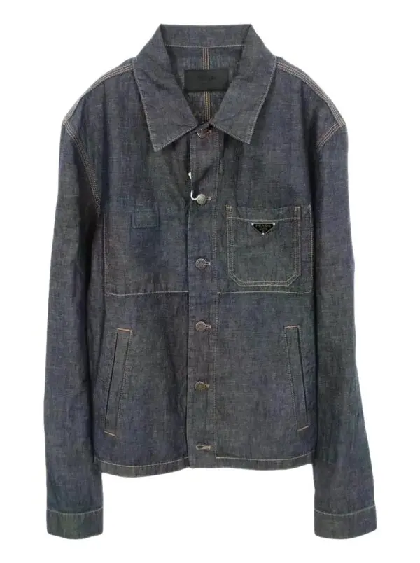 Prada Chambray Blouson Denim Jacket - Blue