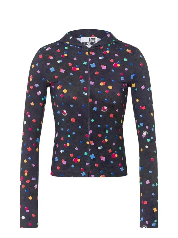 Moschino Printed Technical Nylon Zippered Hoodie - Black