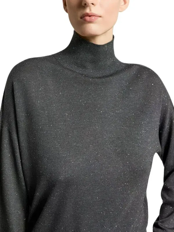 Peserico High-neck Jumper With Flecked Texture - Grey