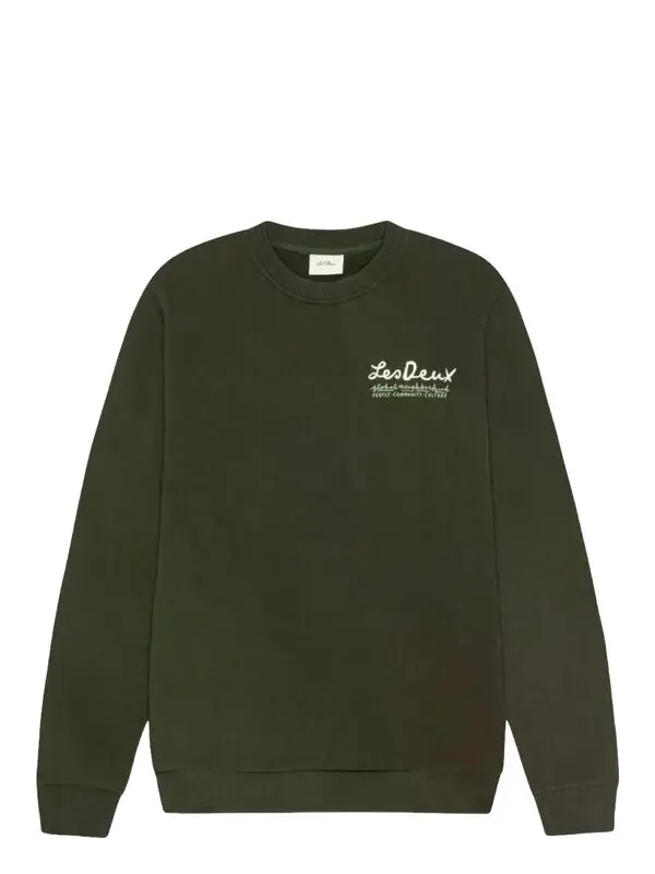 LES DEUX Graphic Print Crewneck Sweater - Green