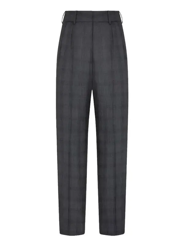 BLAZÉ MILANO Bravado Checked Wool Trousers - Grey