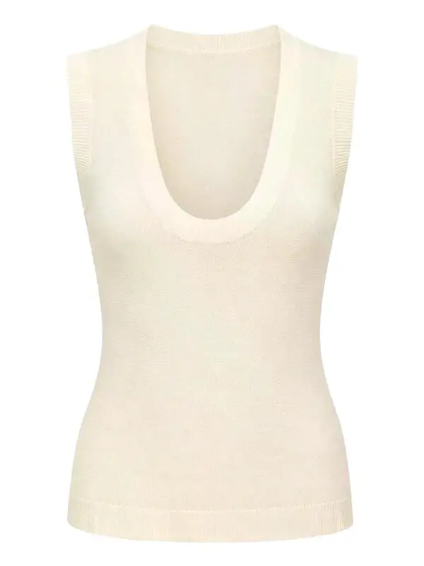 REFORMATION Marta Scoop-neck Sweater - Neutrals