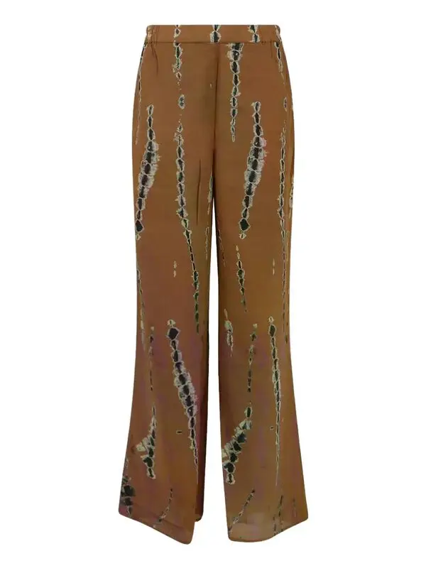 MES DEMOISELLES Printed Silk Trousers - Brown