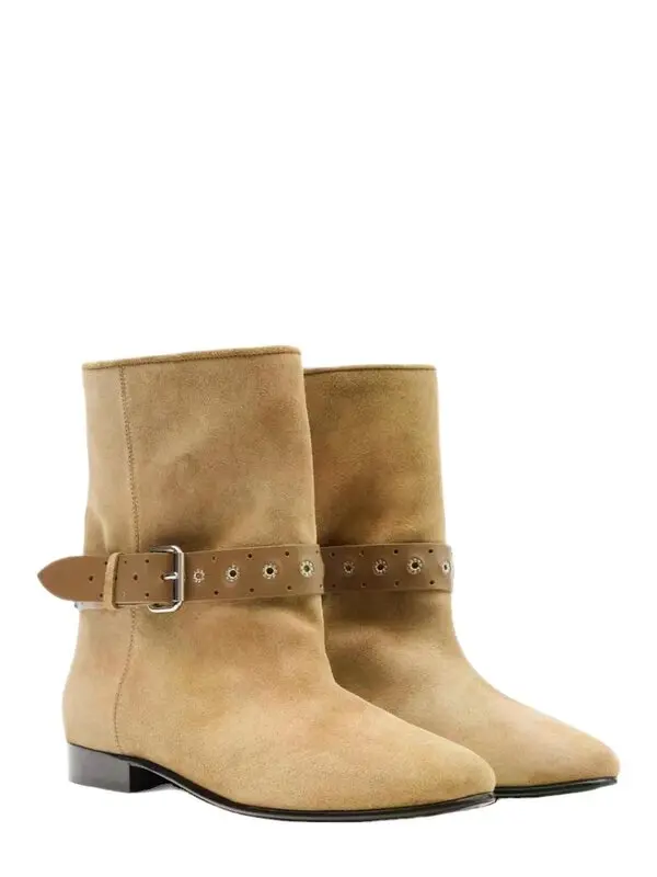 Isabel Marant Étoile Reena Buckled Suede Ankle Boots - Neutrals