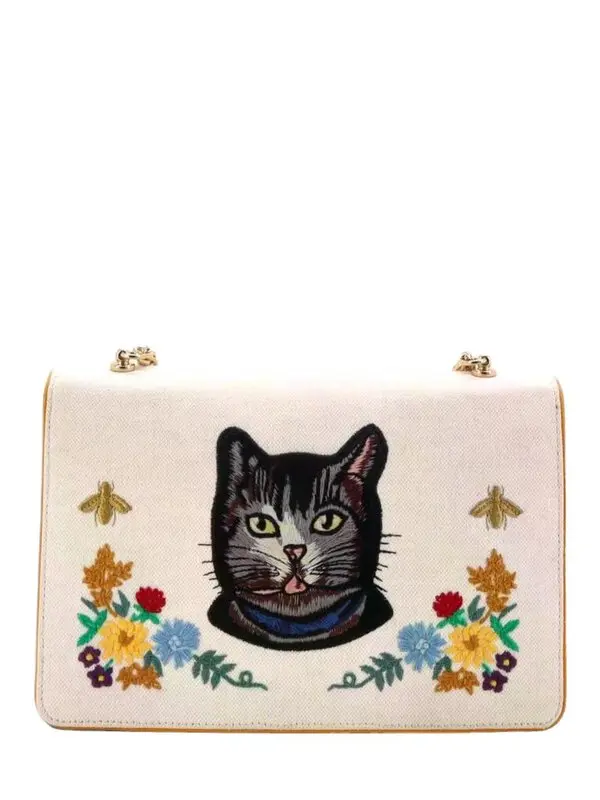 Gucci Linea Ricami Embroidered Canvas Small Shoulder Bag - Neutrals
