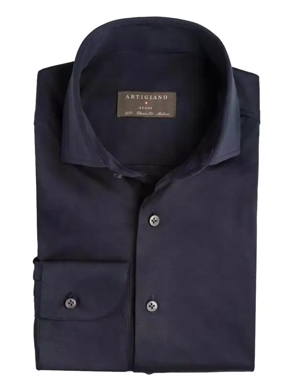 Artigiano Jersey-knit Long-sleeve Shirt - Blue