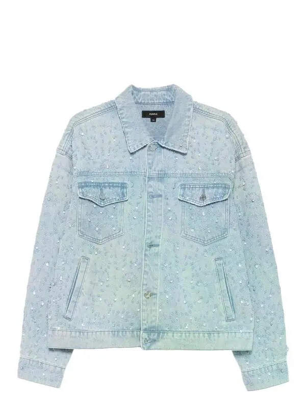 PURPLE BRAND Crystal Embellished Denim Jacket - Blue